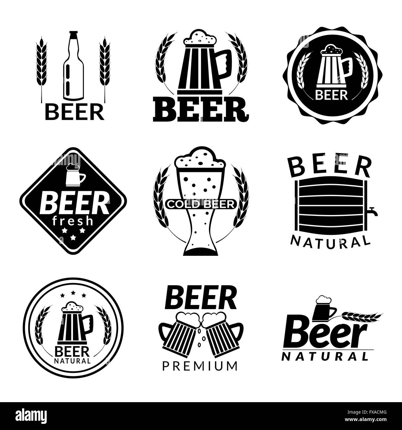 Beer black emblems Stock Vector Image & Art - Alamy