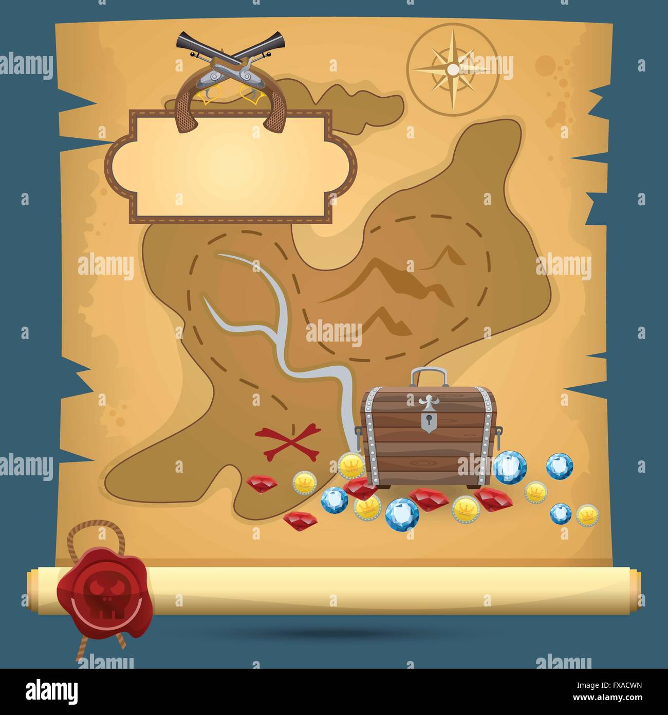 Pirate treasure map Stock Vector Image & Art - Alamy