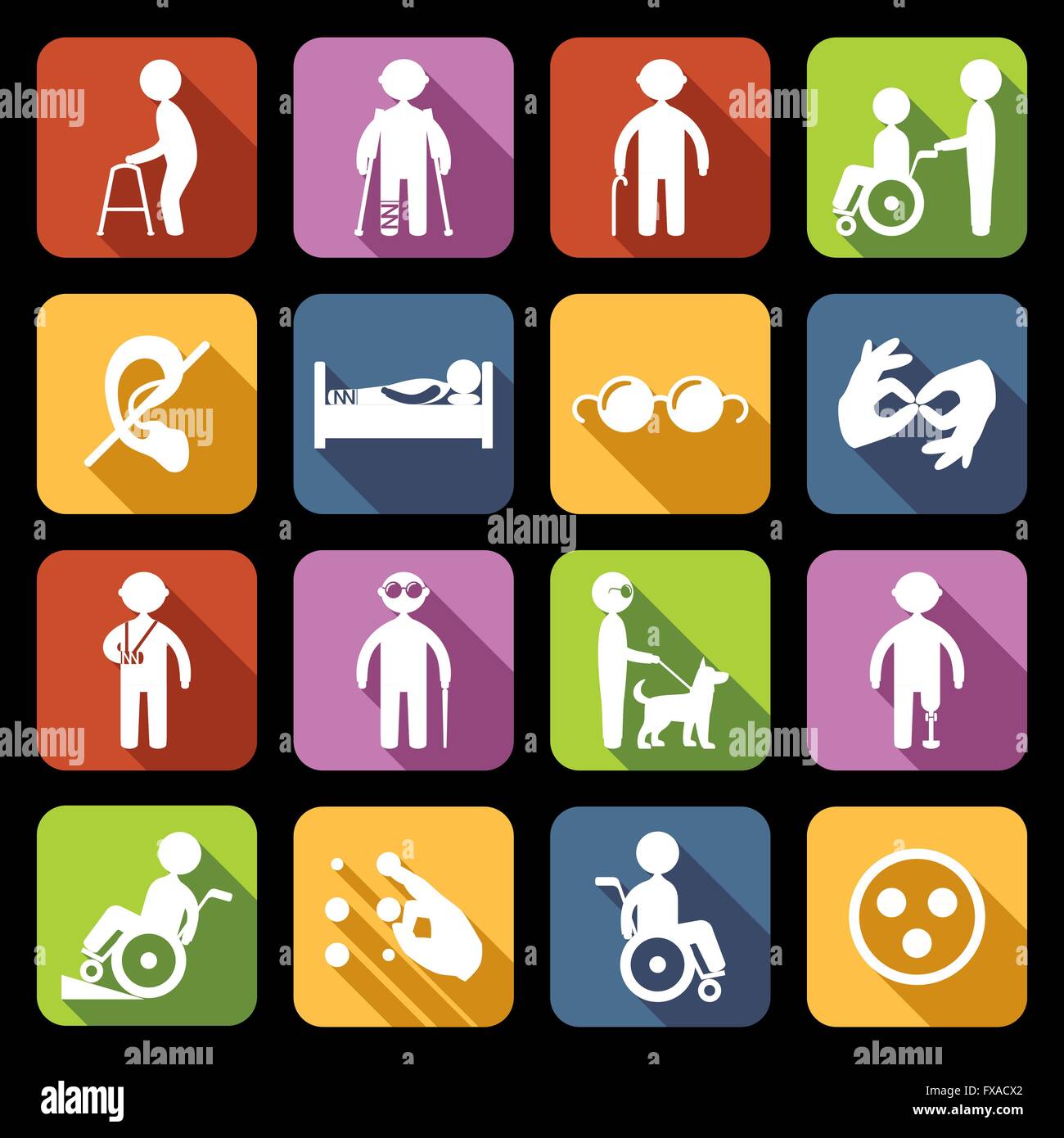 Disabled Icons Set Flat Stock Vector Image & Art - Alamy