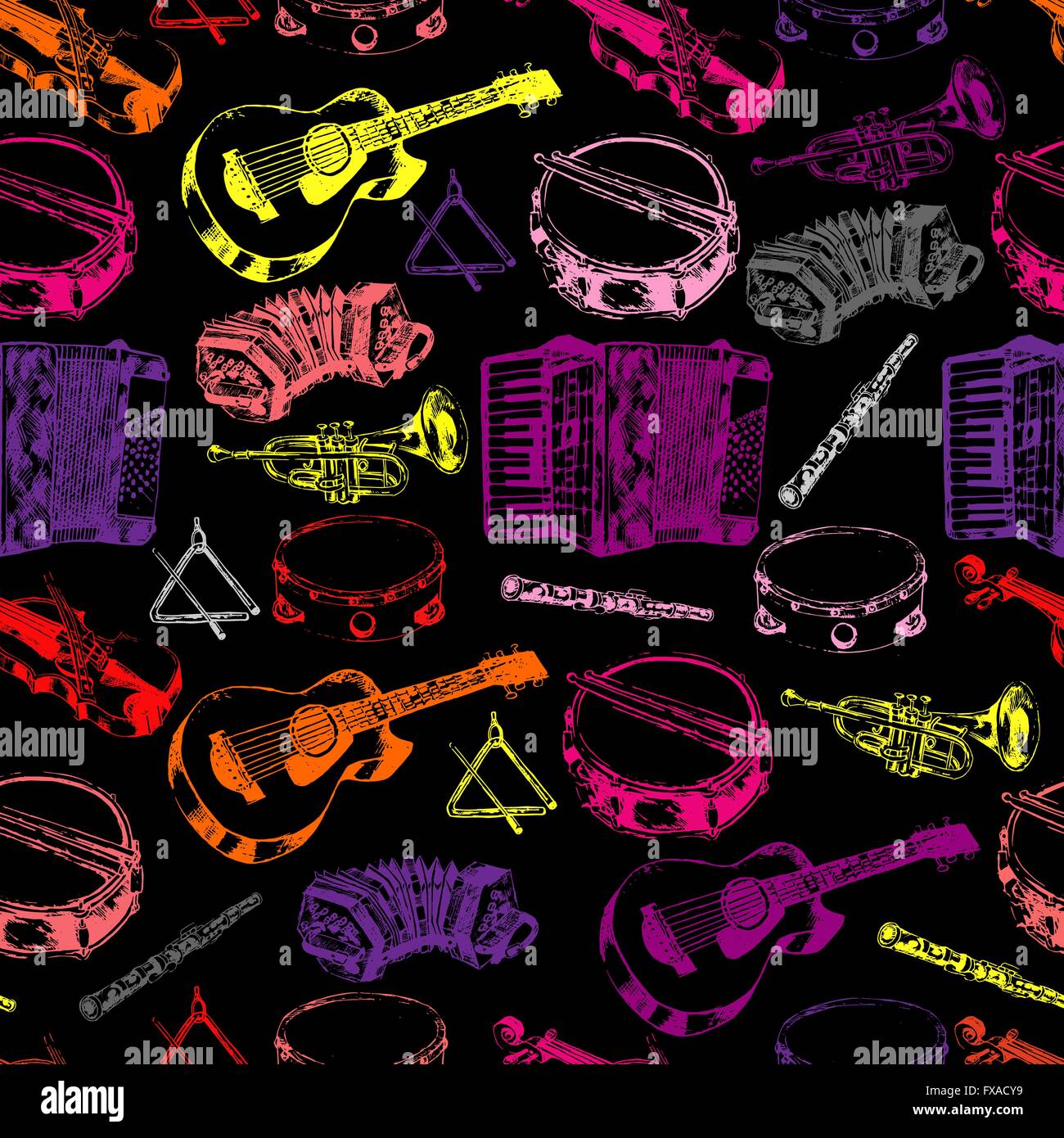 Musical instruments seamless color pattern Stock Vector Image & Art - Alamy