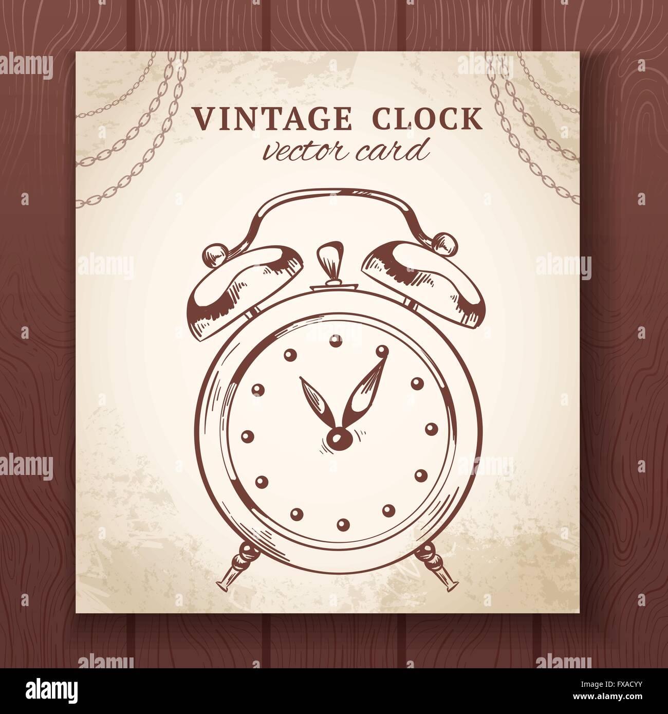 Old retro alarm clock card Stock Vector Image & Art - Alamy