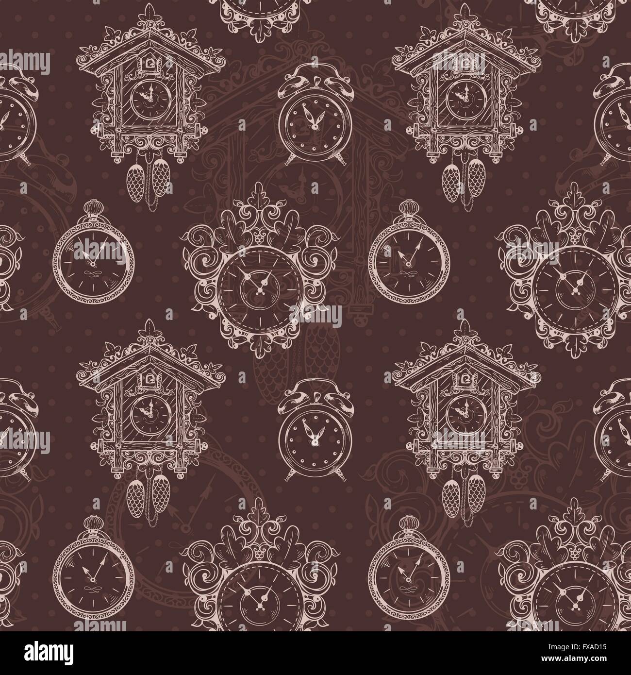 Old vintage clock seamless pattern Stock Vector Image & Art - Alamy