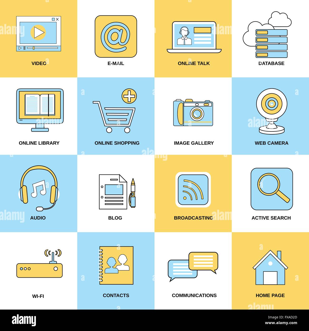 Internet Icons Flat Line Stock Vector Image & Art - Alamy