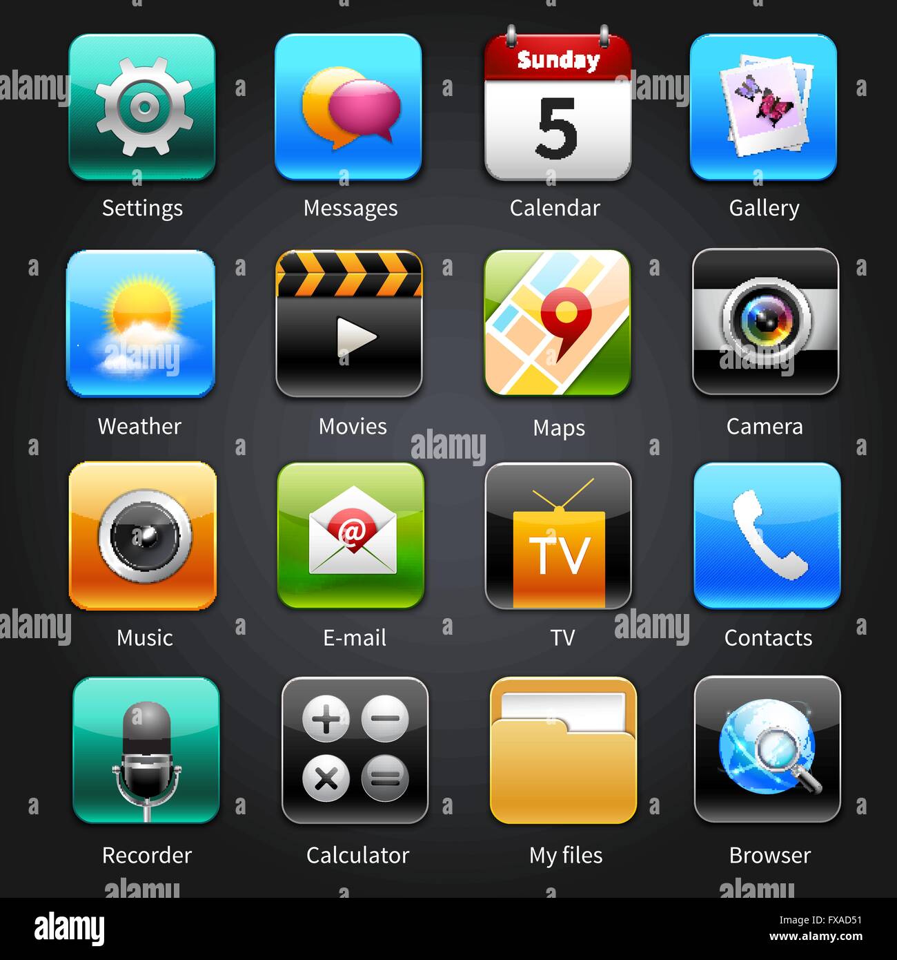 Mobile Applications Icons Stock Vector Image & Art - Alamy