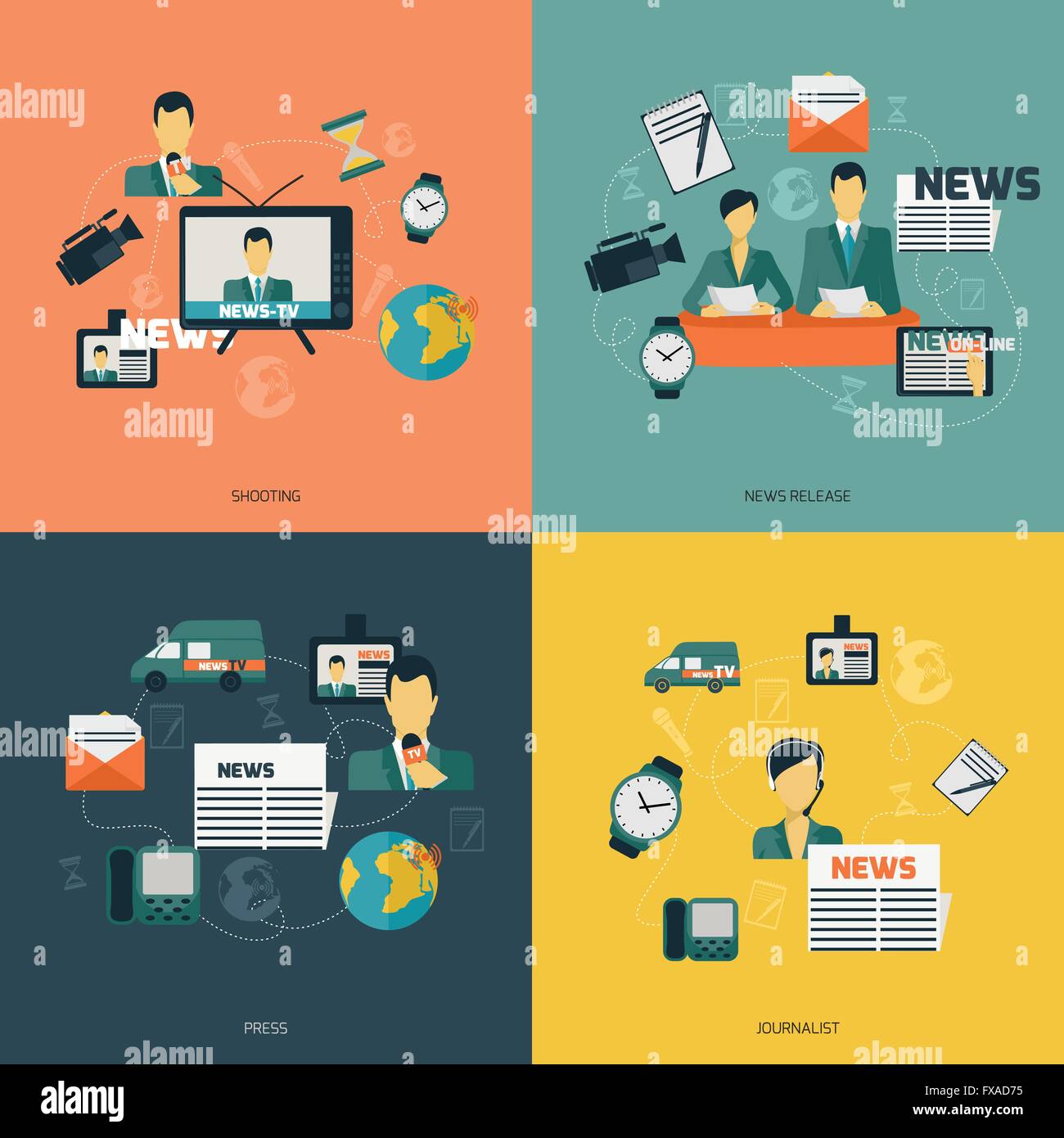 News icons flat Stock Vector Image & Art - Alamy