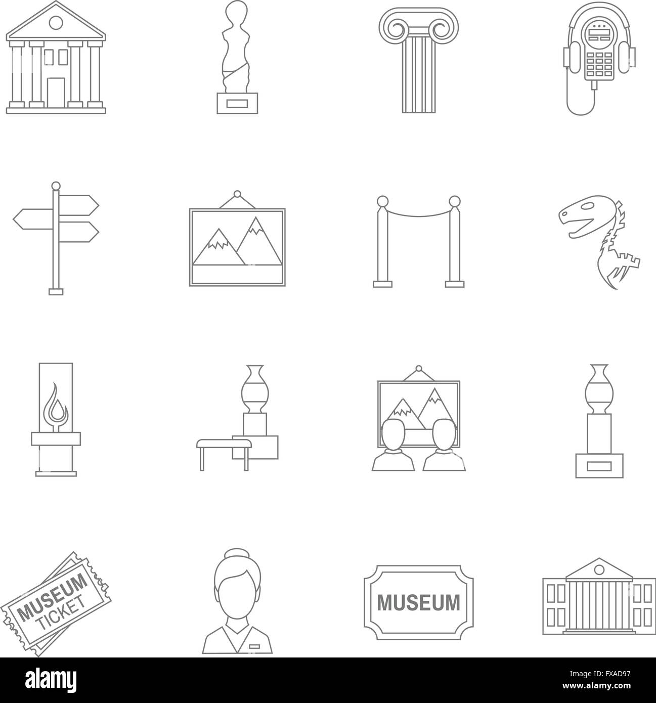 Museum icons outline Stock Vector Image & Art - Alamy