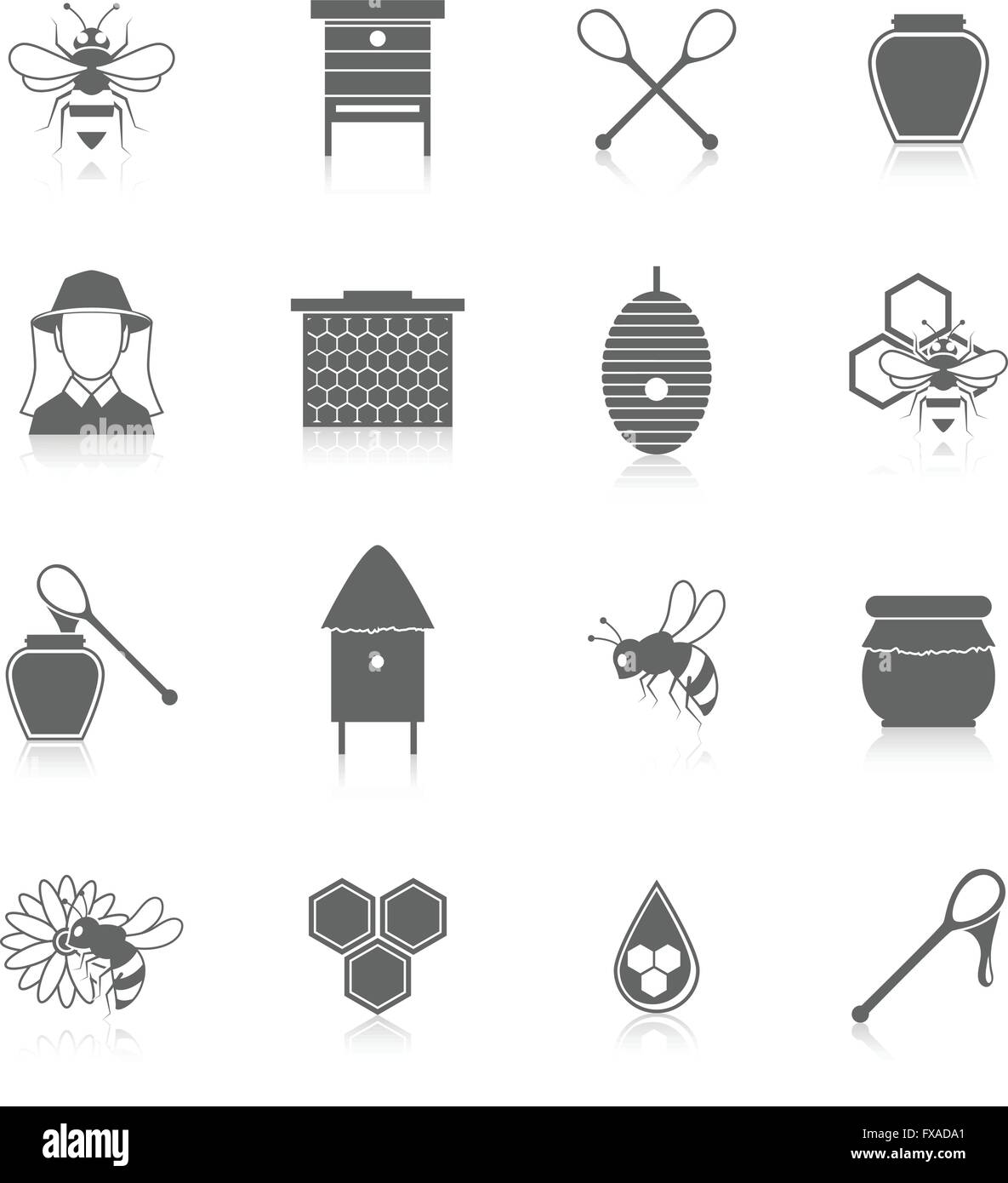 Bee honey icons black set Stock Vector Image & Art - Alamy