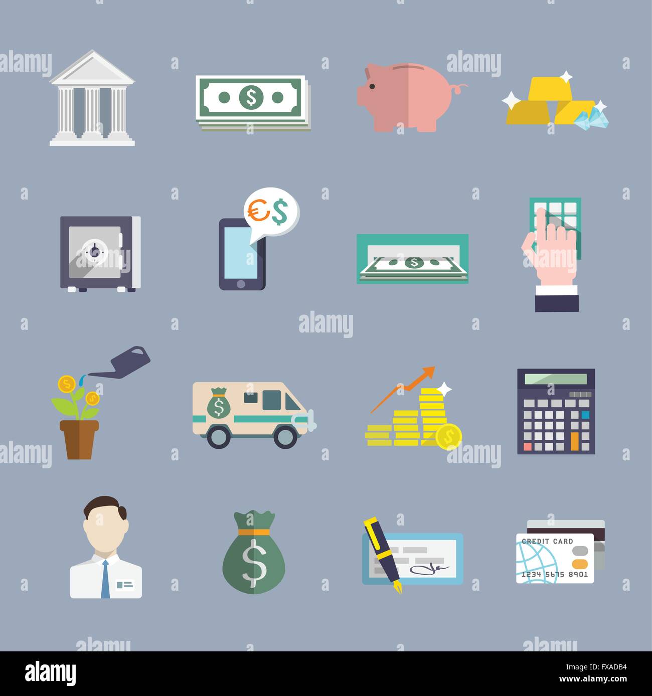 Bank service icons flat set Stock Vector Image & Art - Alamy
