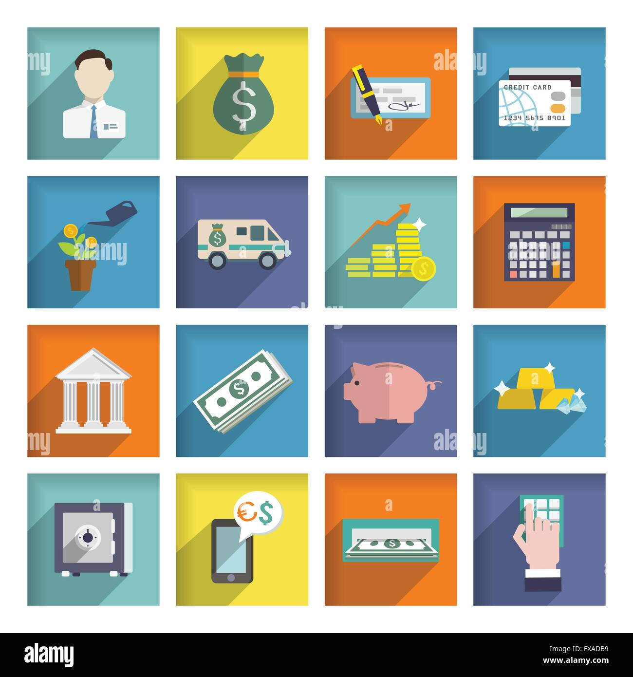 Bank service icons flat set Stock Vector Image & Art - Alamy