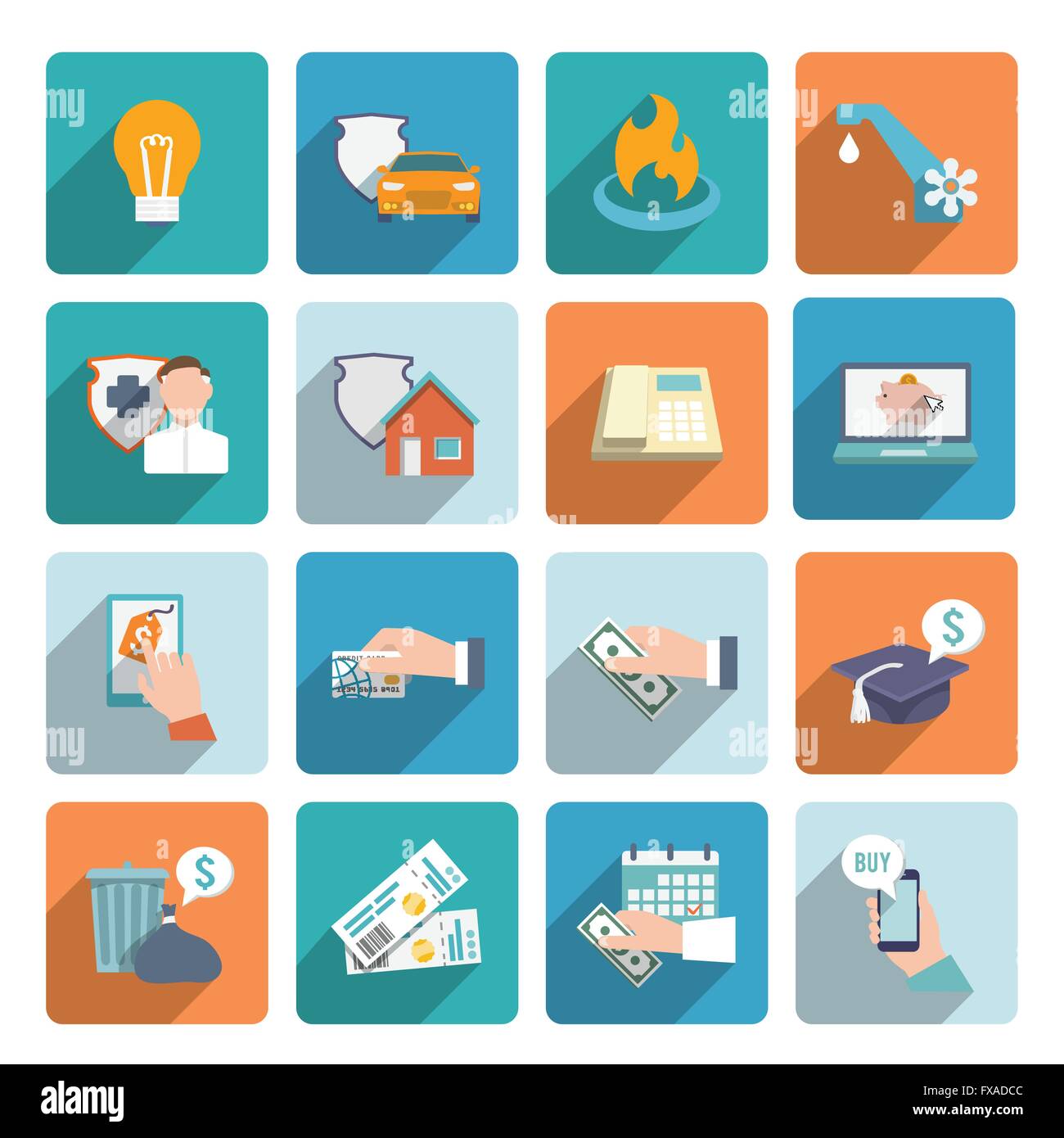 Pay bill icons flat set Stock Vector Image & Art - Alamy