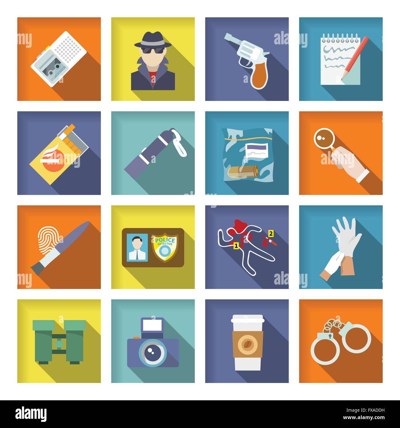 Detective Icons Set Stock Vector Image & Art - Alamy