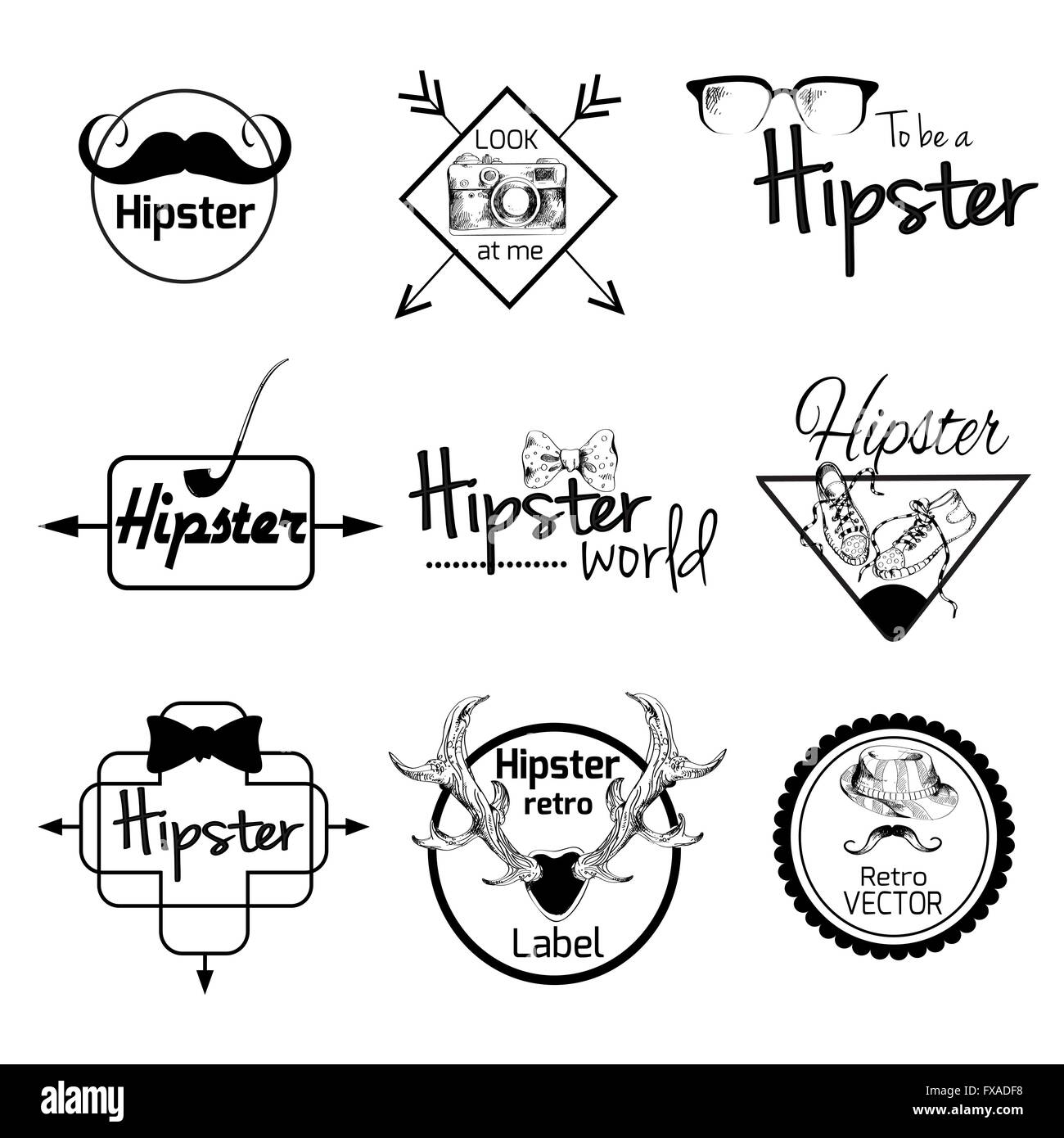 Hipster label set Stock Vector Image & Art - Alamy