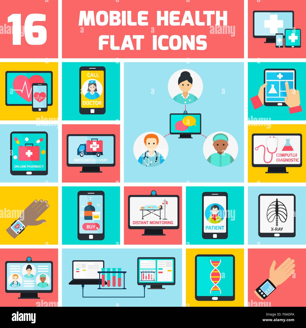 Mobile health icons set Stock Vector Image & Art - Alamy