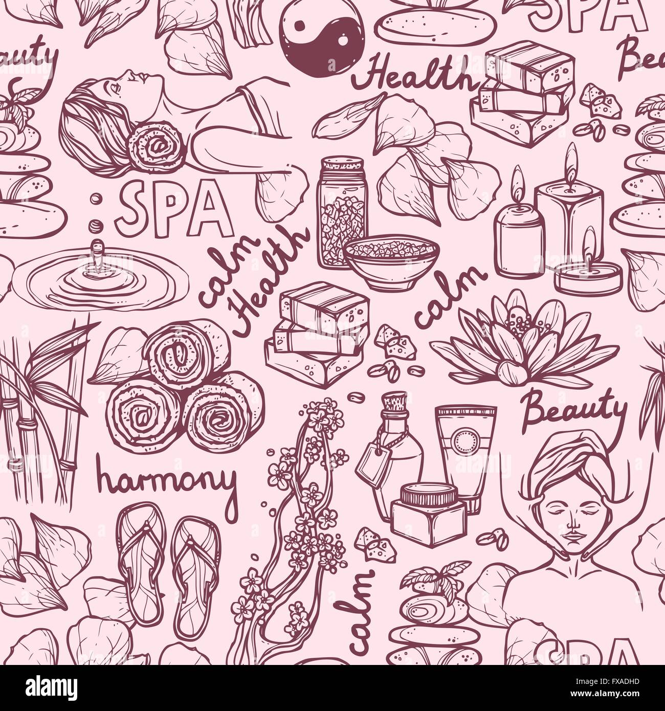 Spa sketch seamless pattern Stock Vector Image & Art - Alamy