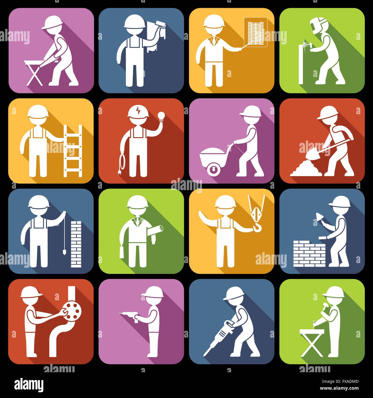 Construction worker icons white Stock Vector Image & Art - Alamy