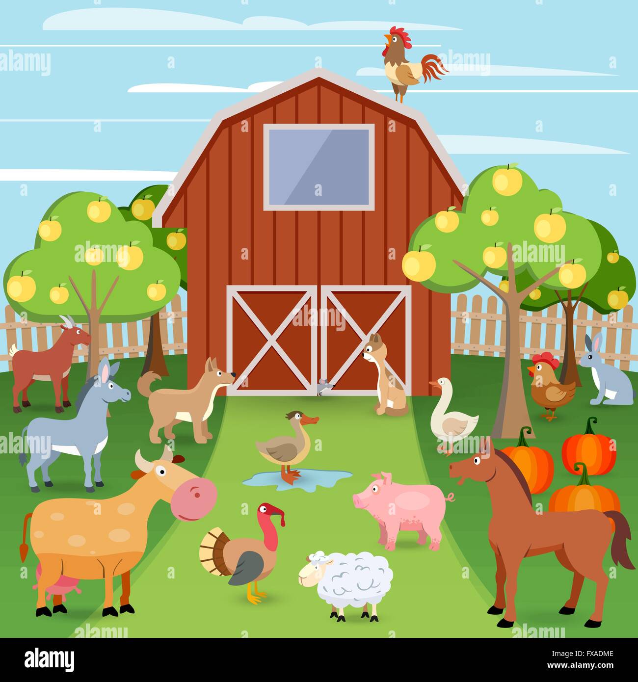 Farm with animals Stock Vector Image & Art - Alamy