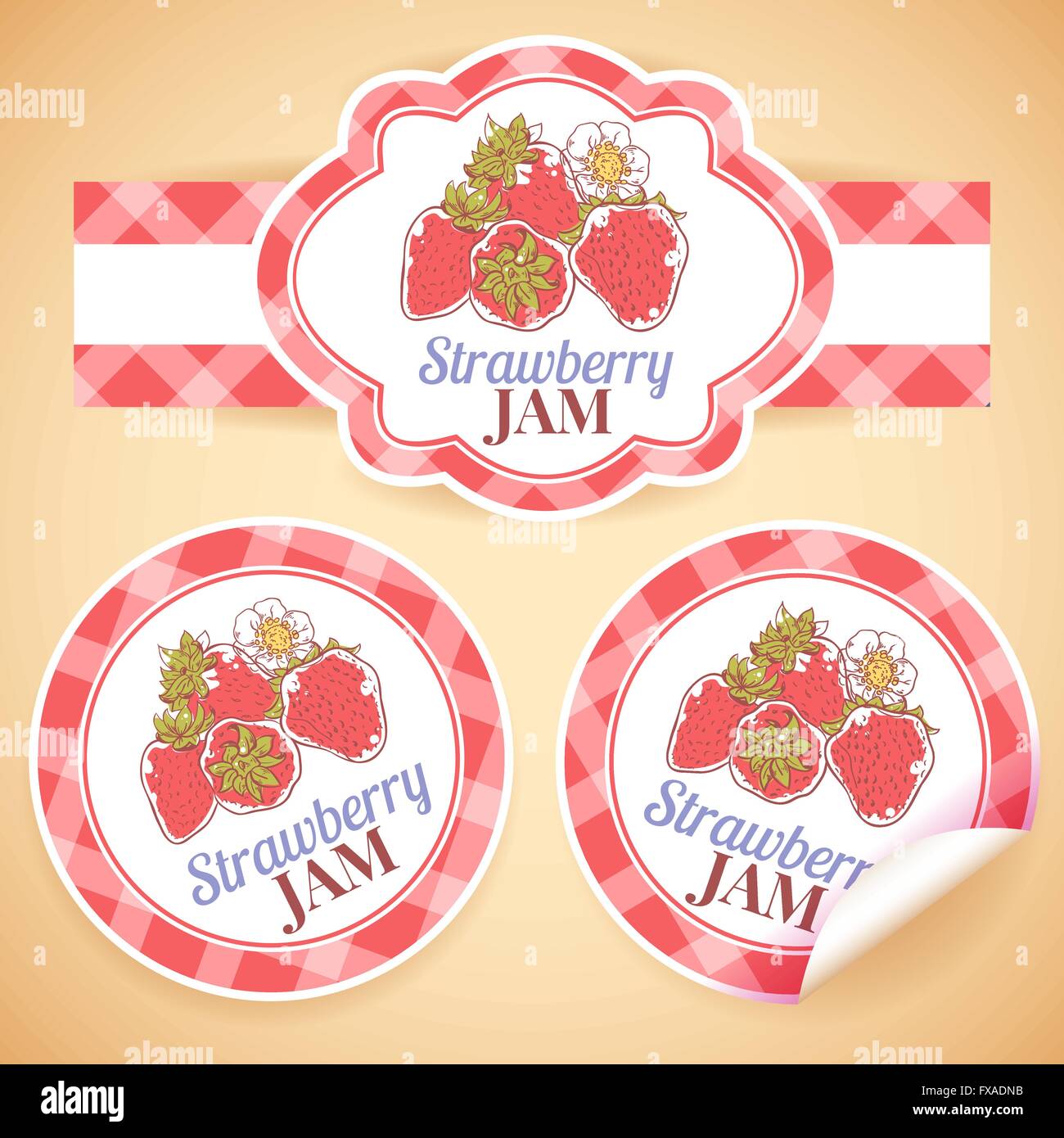 Strawberry jam labels Stock Vector Image & Art - Alamy
