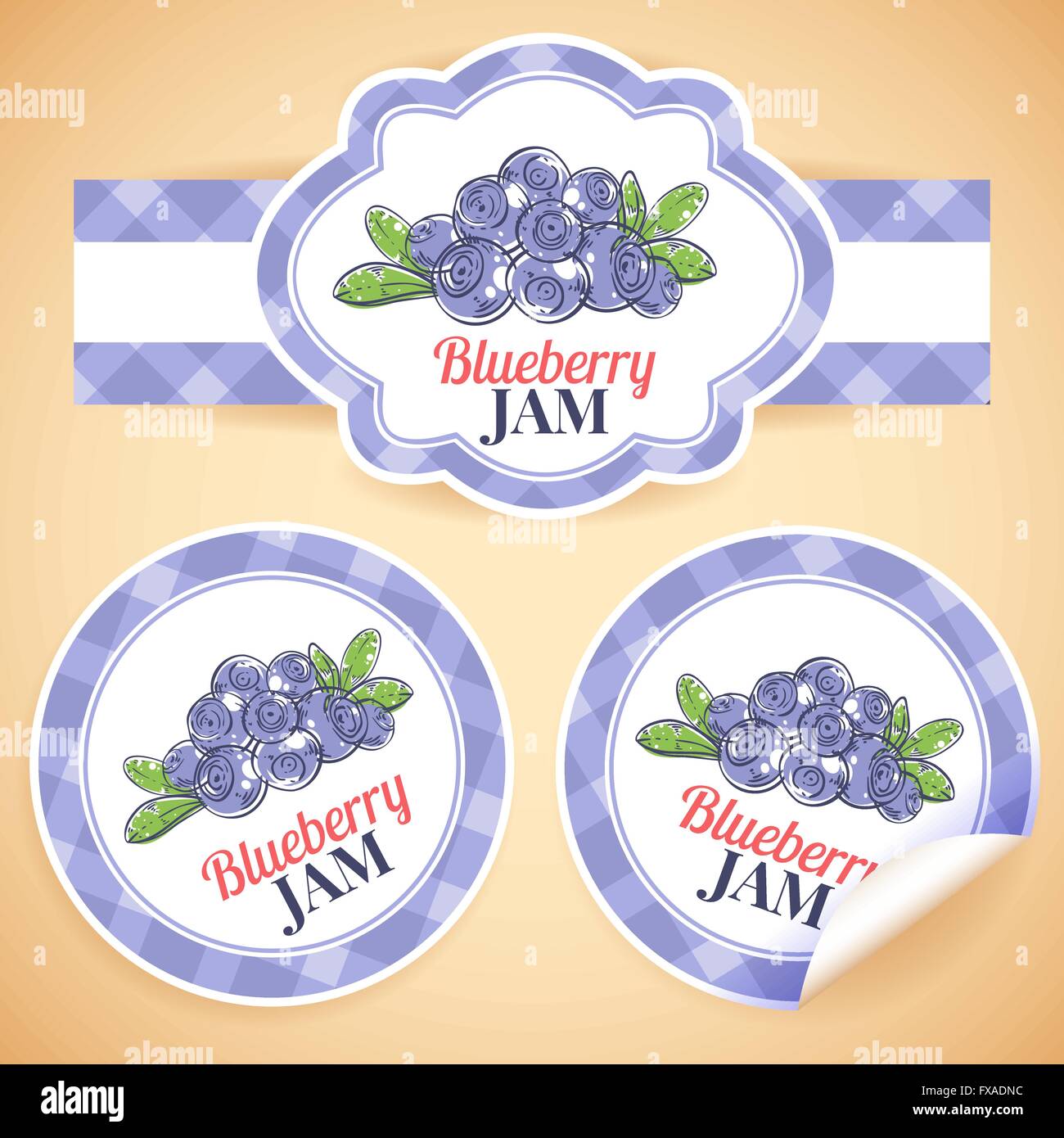 Blueberry jam labels Stock Vector Image & Art - Alamy