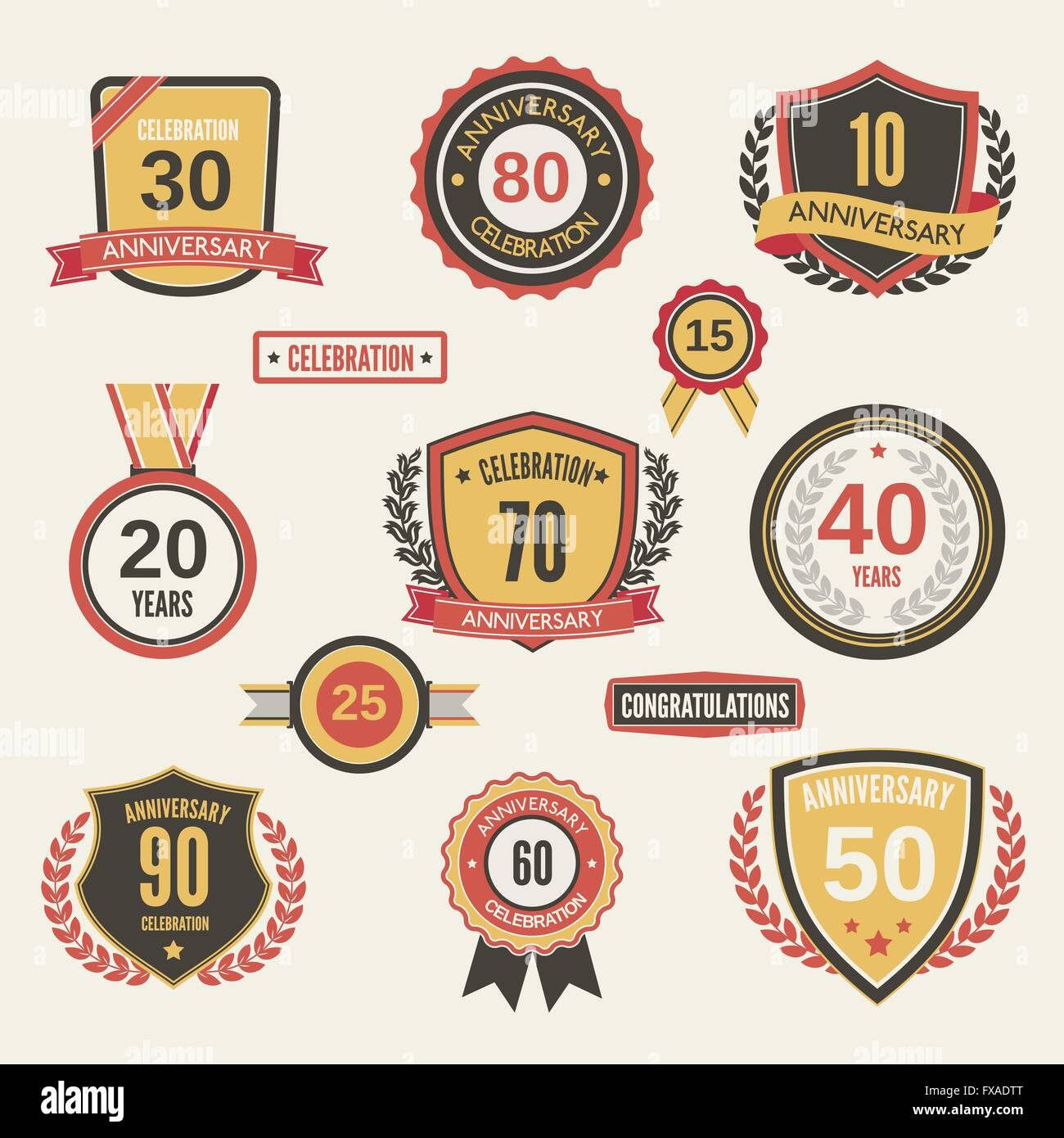 Anniversary label set Stock Vector Image & Art - Alamy