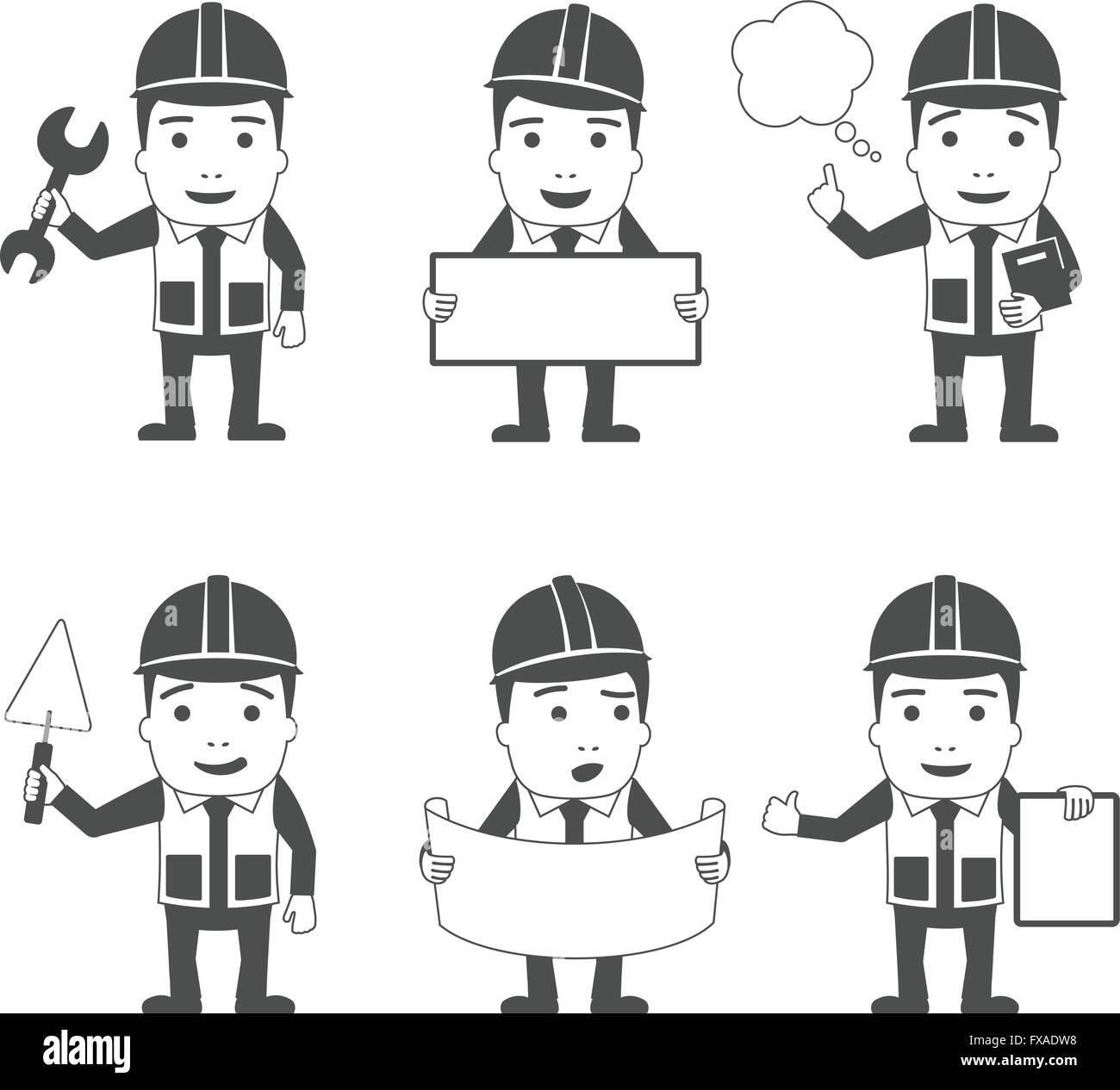 Builder characters set black Stock Vector Image & Art - Alamy