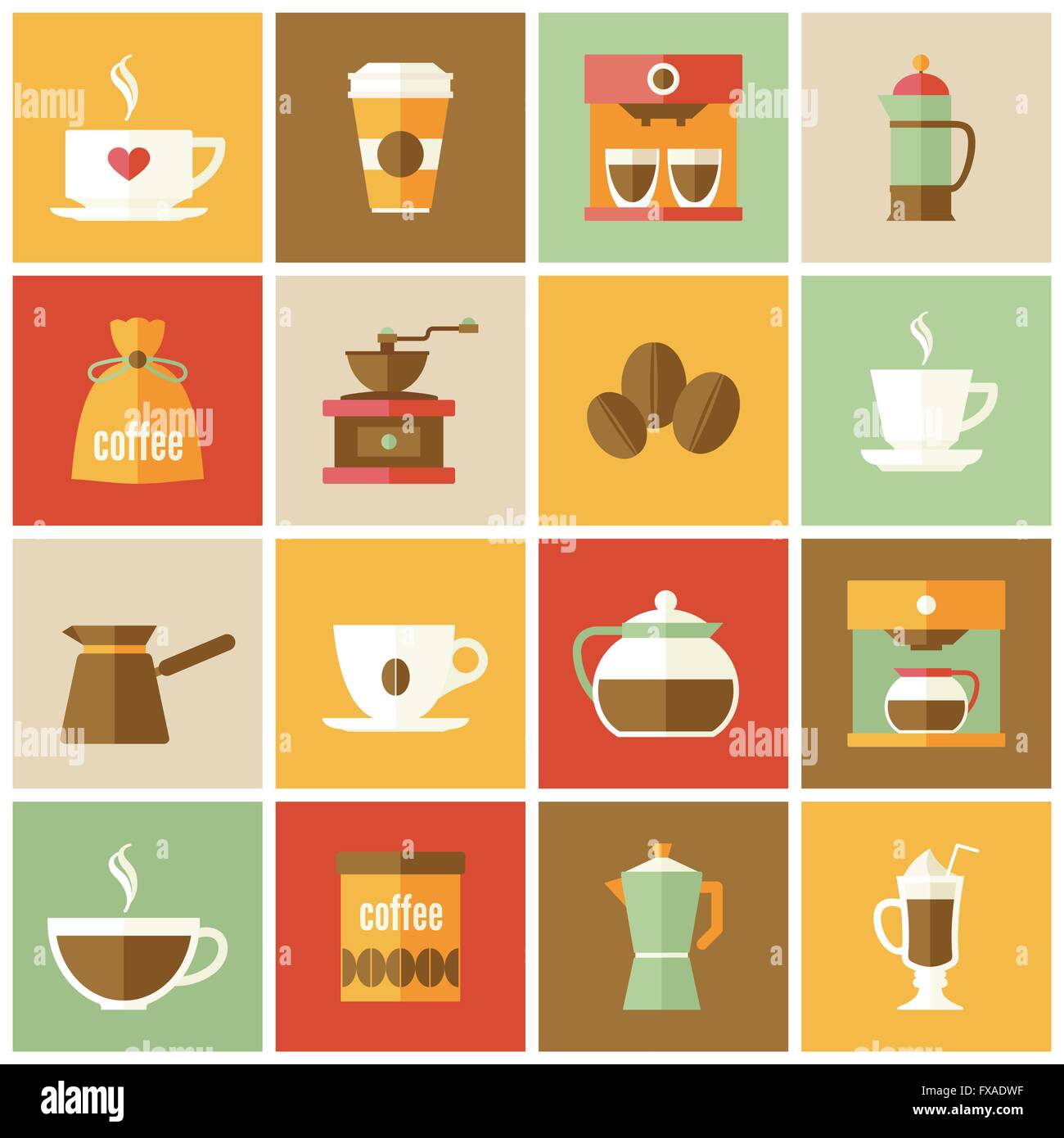 Coffee Icons Flat Set Stock Vector Image & Art - Alamy