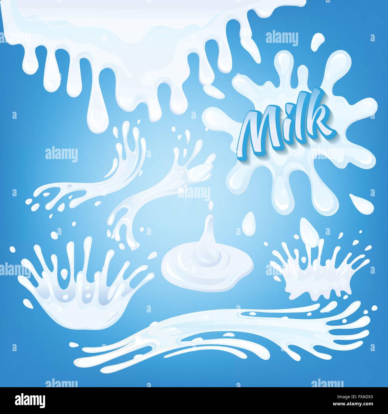 Milk splashes set Stock Vector Image & Art - Alamy