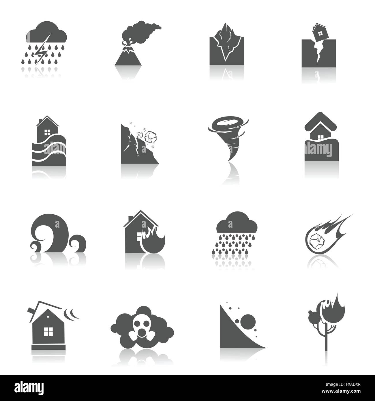 Natural disaster icons black Stock Vector Image & Art - Alamy