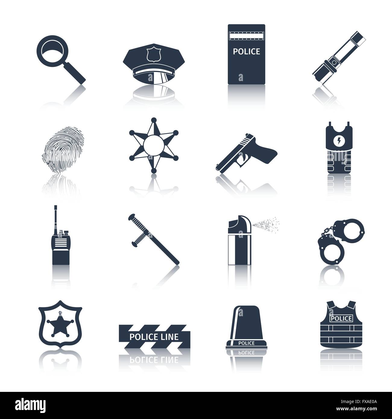 Police icons set black Stock Vector Image & Art - Alamy