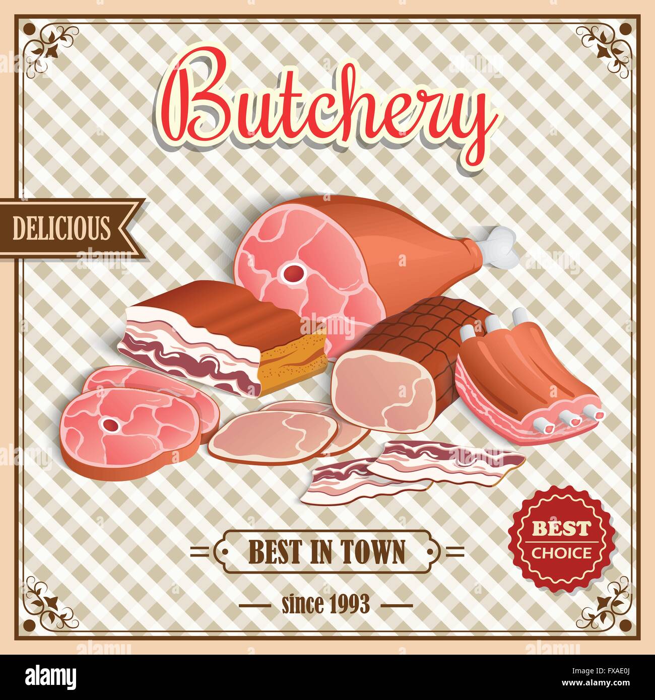 Retro meat poster Stock Vector Image & Art - Alamy