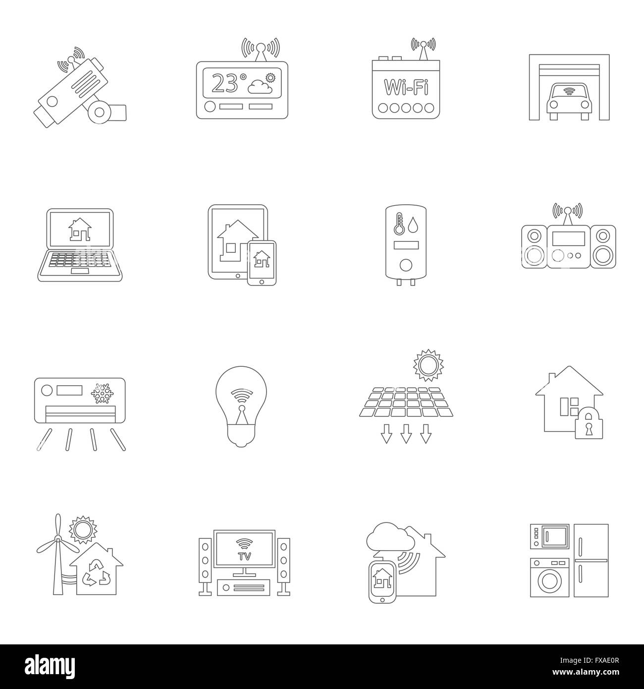 Smart home icons outline Stock Vector Image & Art - Alamy