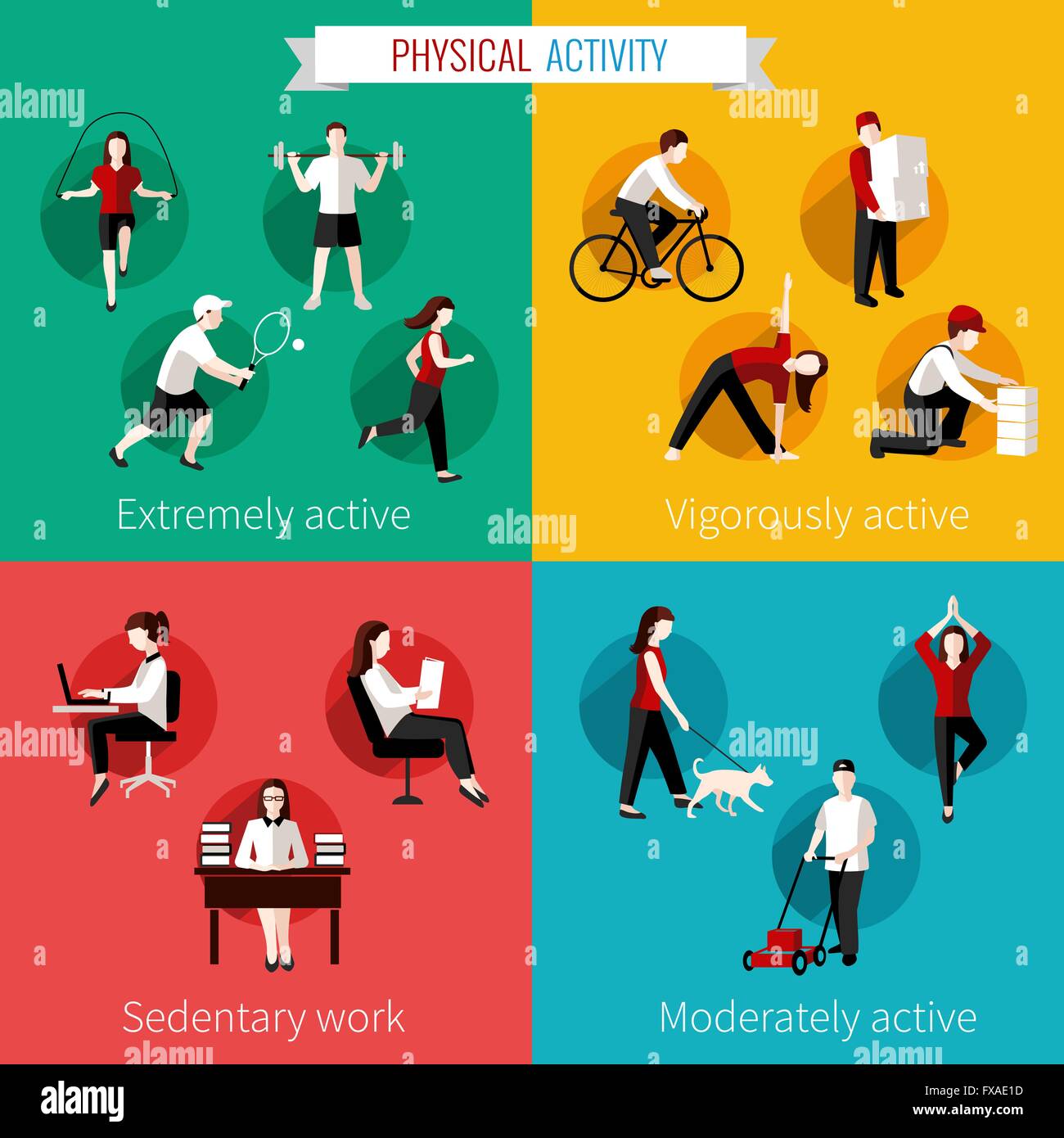 Physical activity flat set Stock Vector Image & Art - Alamy