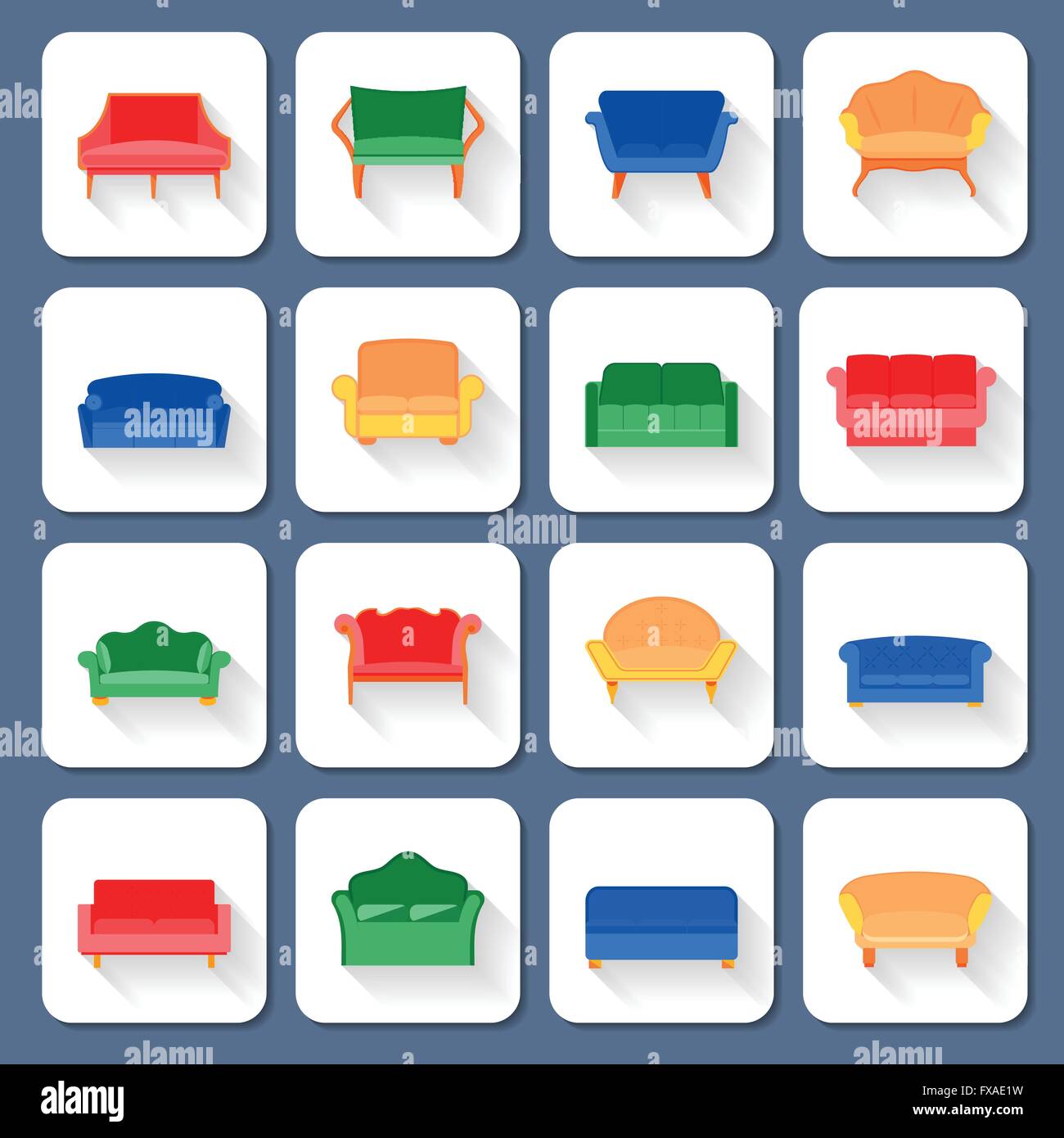 Sofa Icons Flat Stock Vector Image & Art - Alamy