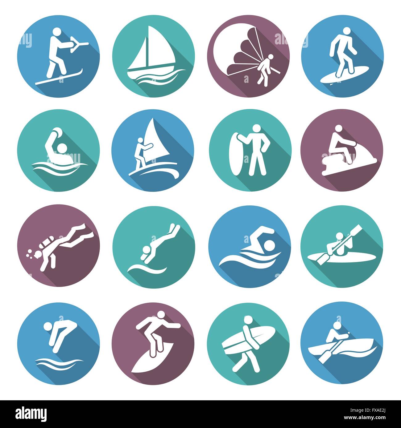 Water Sports Icons Set Stock Vector Image & Art - Alamy