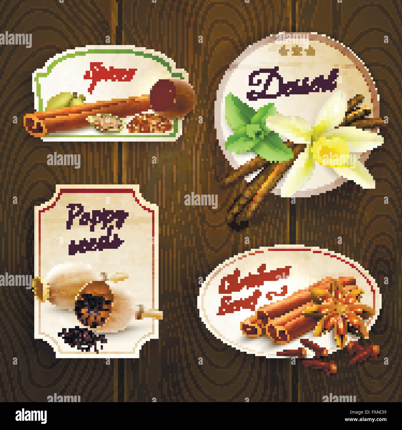 Spices badges set Stock Vector Image & Art - Alamy