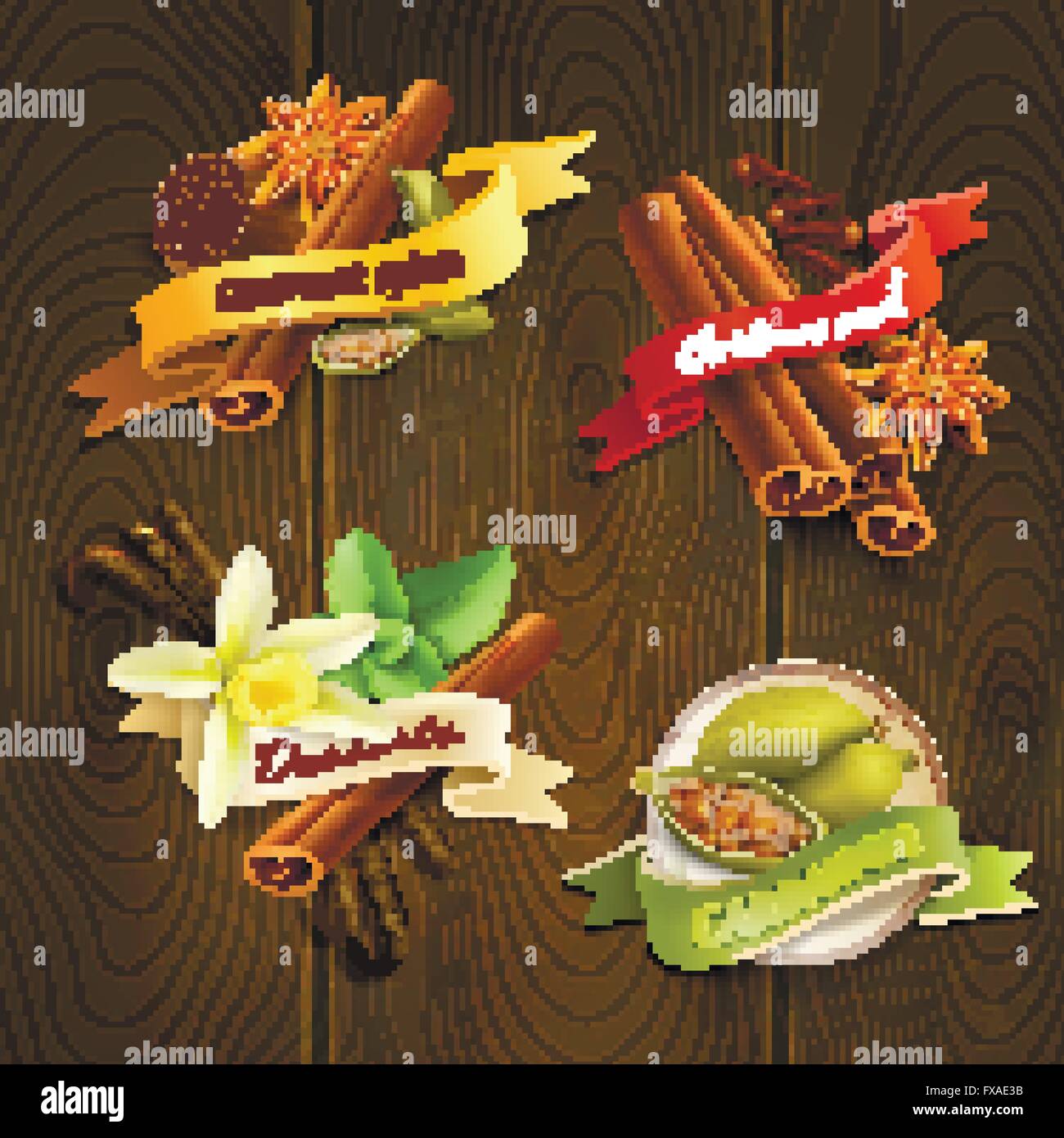 Spices badges set Stock Vector Image & Art - Alamy