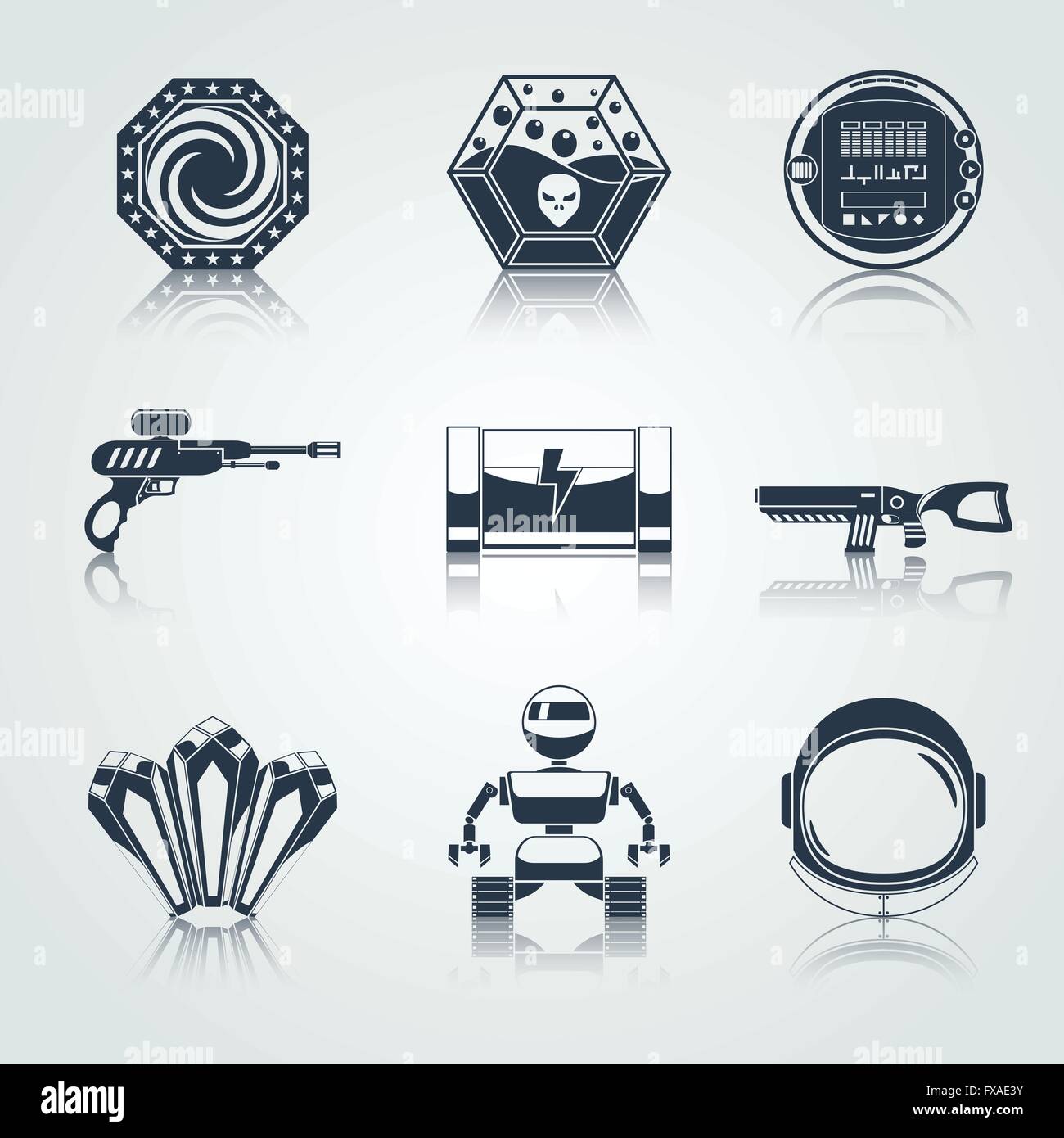 Space game icons black Stock Vector Image & Art - Alamy