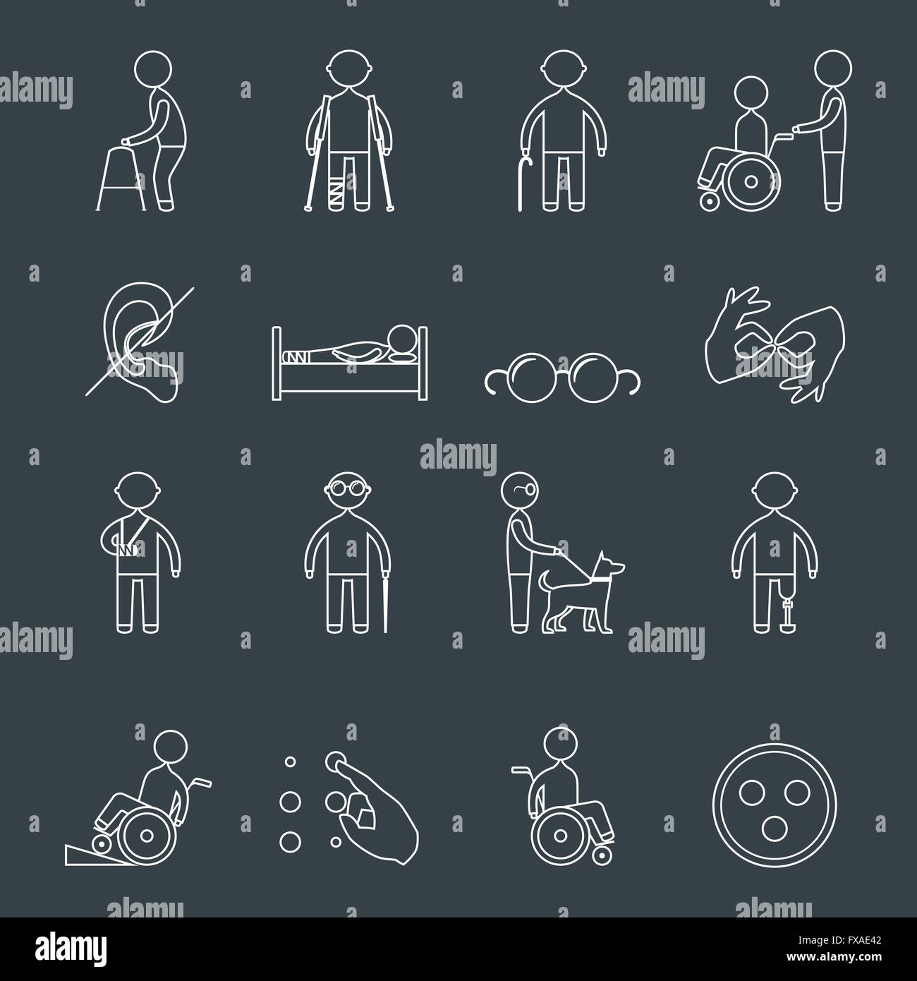 Disabled icons set outline Stock Vector Image & Art - Alamy