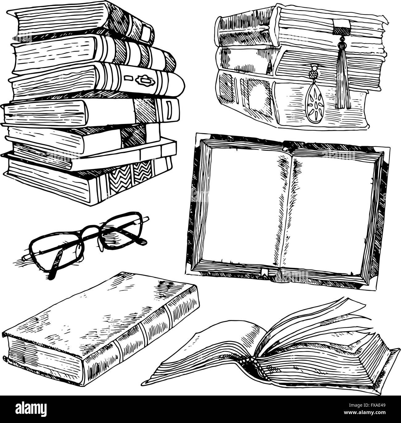 Set of books sketch Stock Vector Image & Art - Alamy