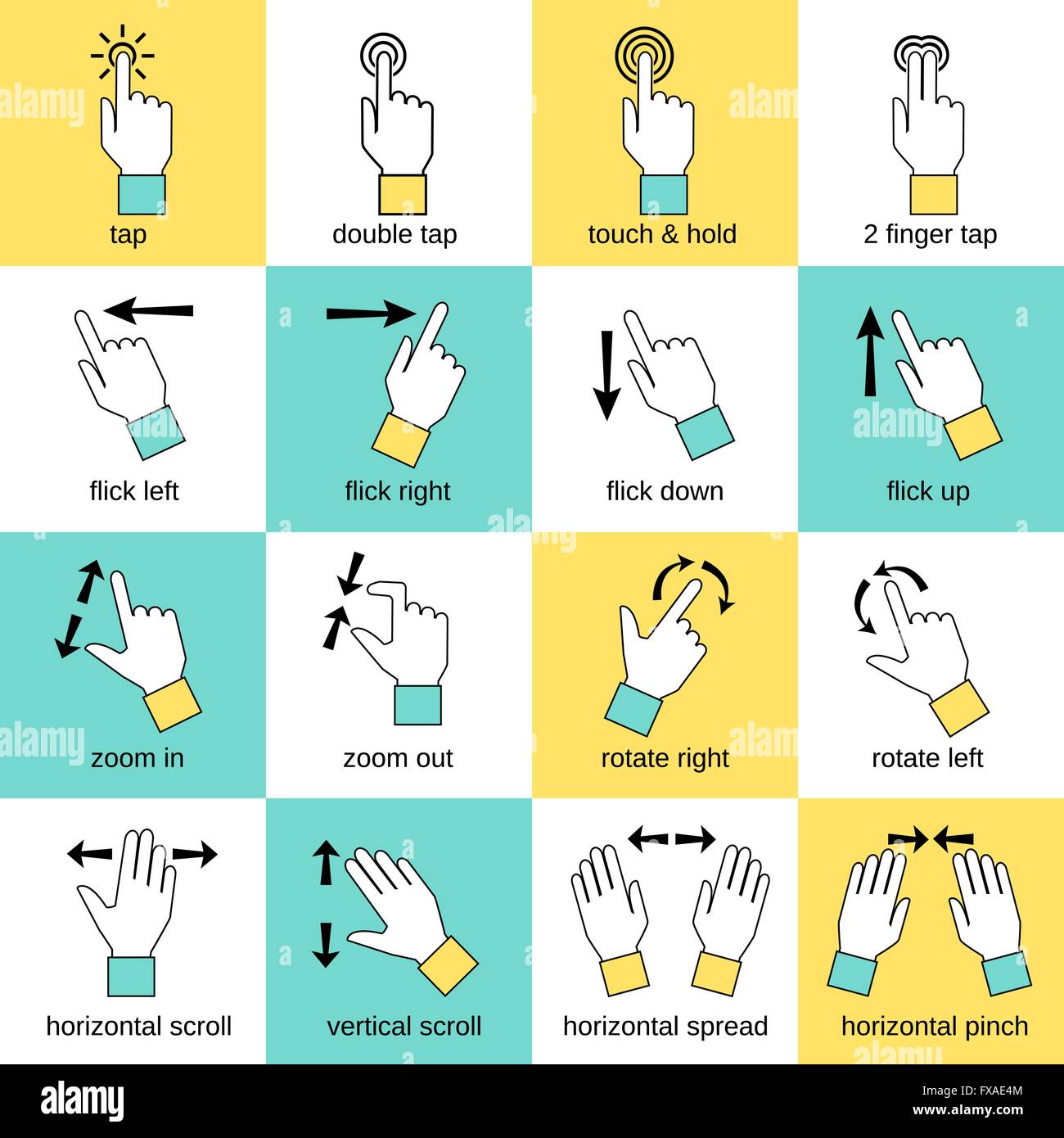Touch interface gestures flat line Stock Vector Image & Art - Alamy