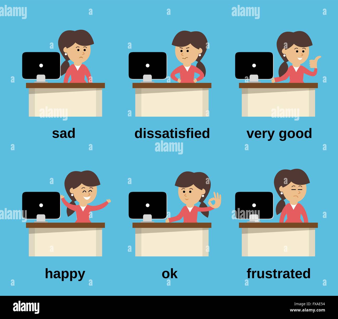 Businesswoman working emotions set Stock Vector Image & Art - Alamy
