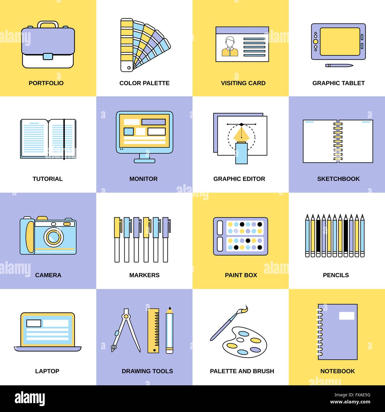 Design Flat Line Icons Stock Vector Image & Art - Alamy