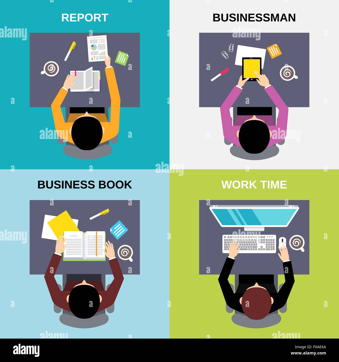 Office interior icons top view hi-res stock photography and images - Alamy