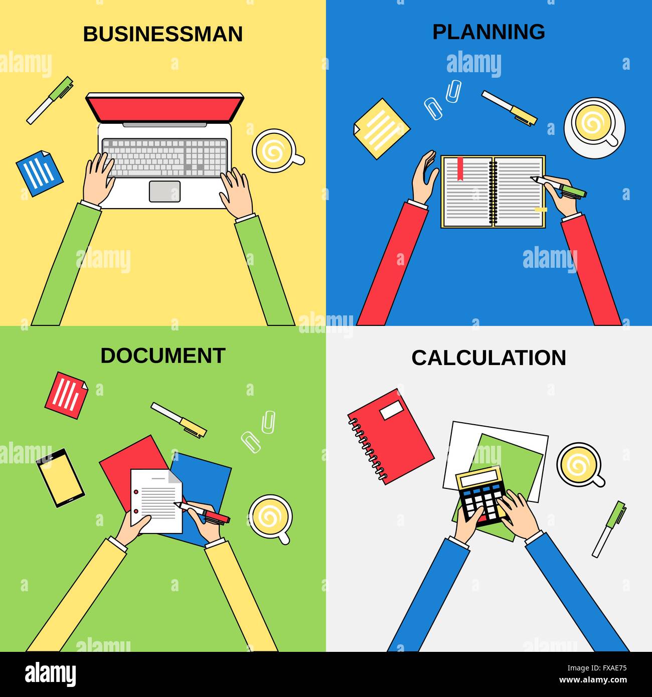 Business hands flat line set Stock Vector Image & Art - Alamy