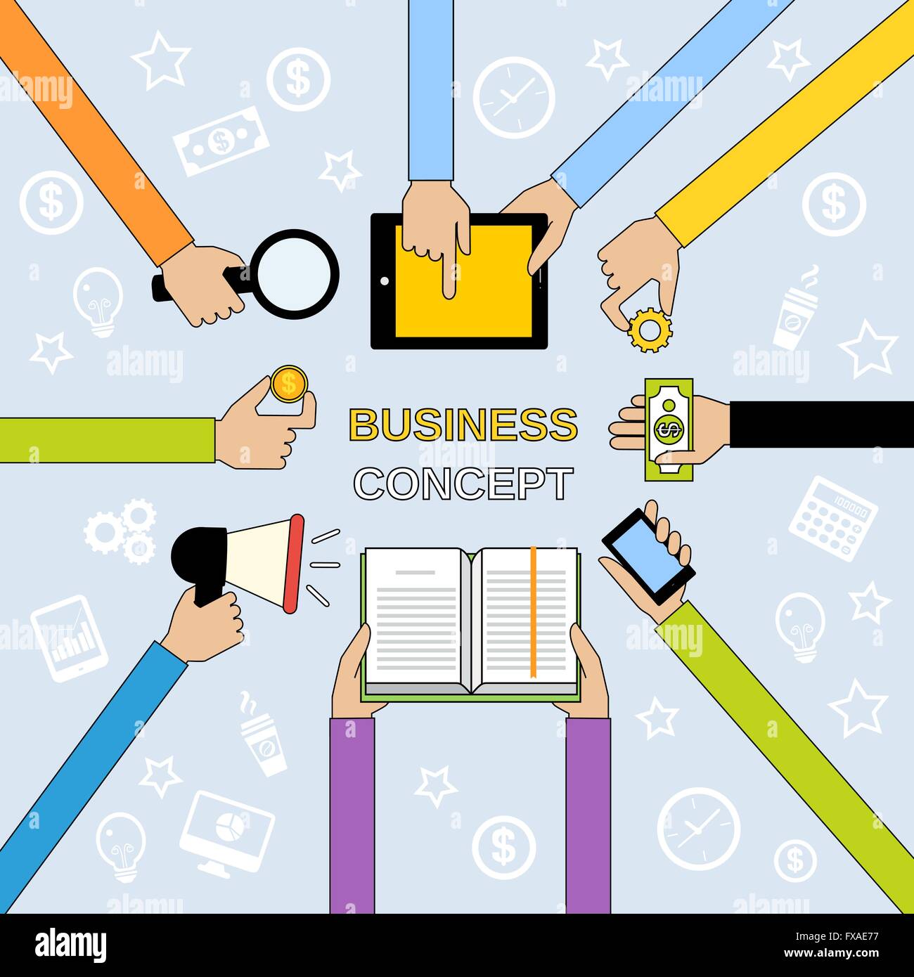 Business hands flat line Stock Vector Image & Art - Alamy