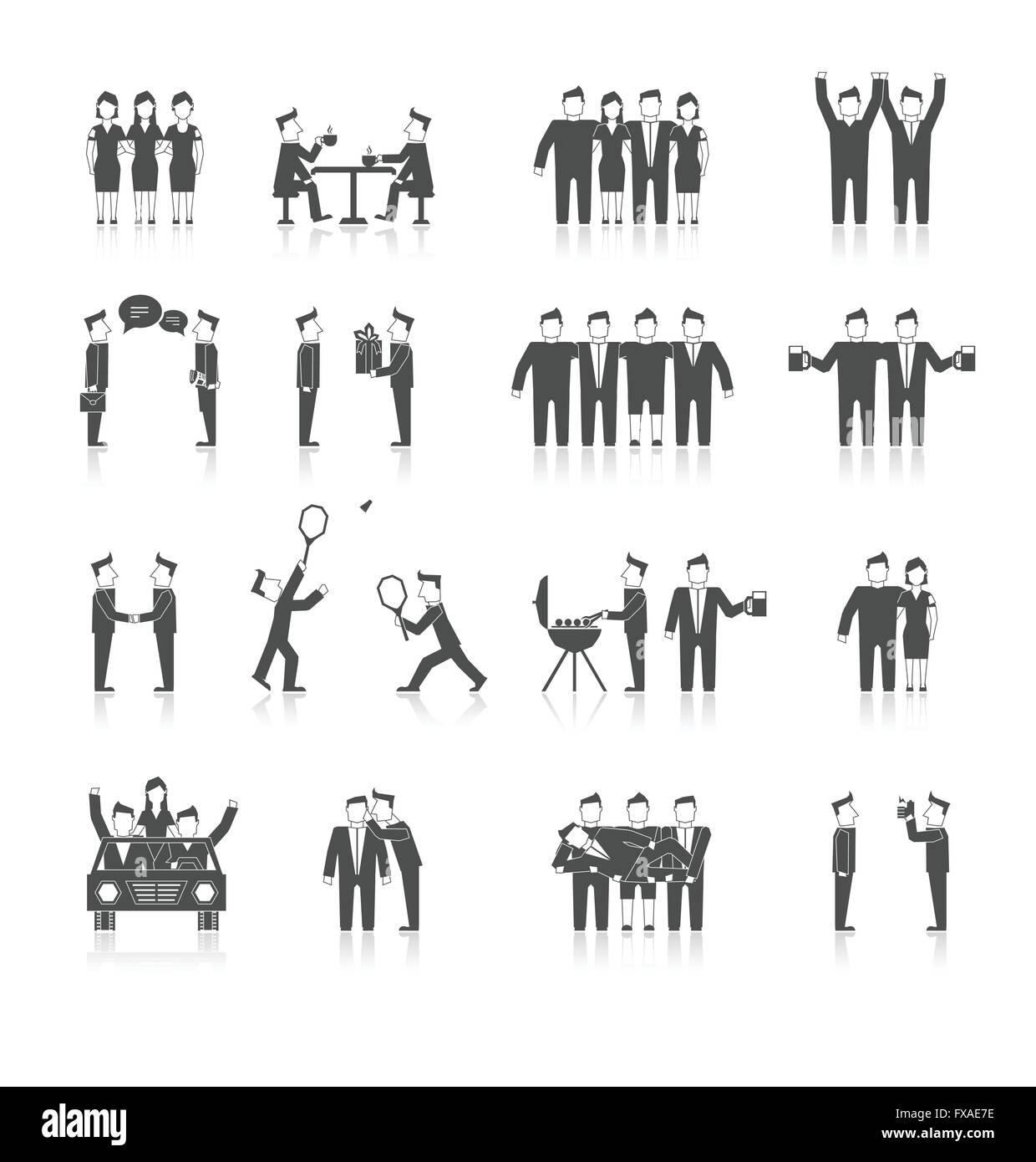 Friends Icons Black Stock Vector Image & Art - Alamy