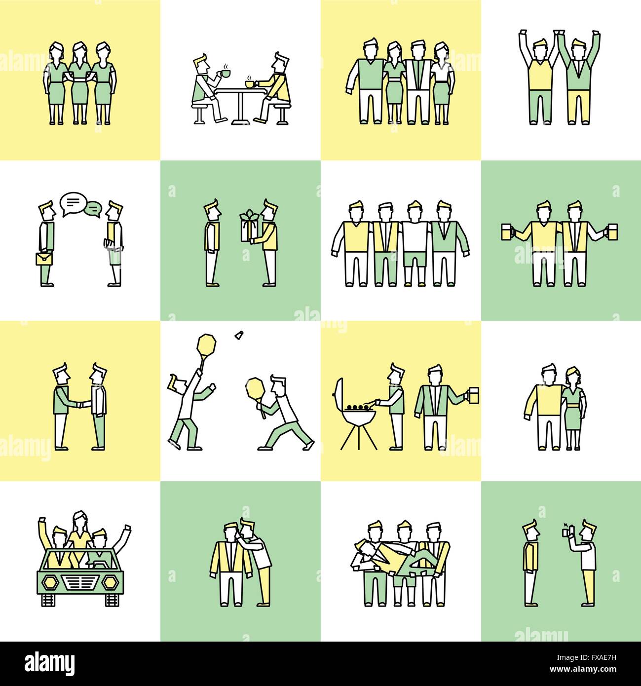 Friends icons flat line Stock Vector Image & Art - Alamy