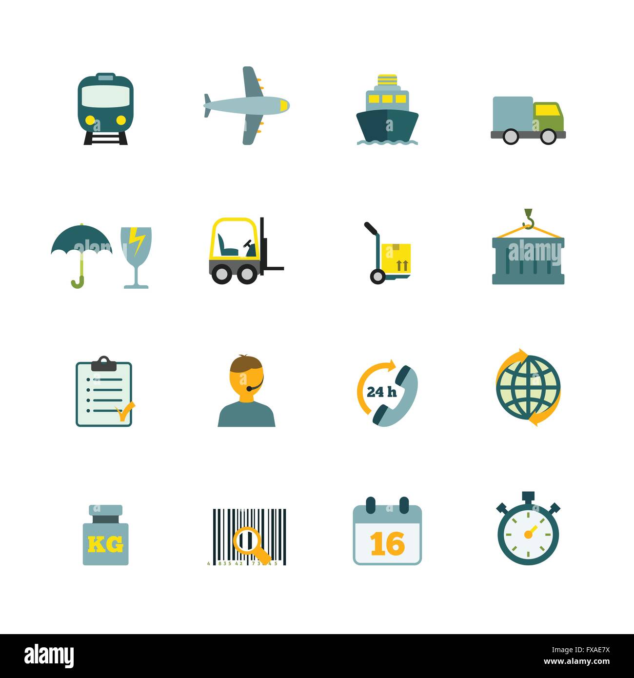 Logistic icons set flat Stock Vector Image & Art - Alamy