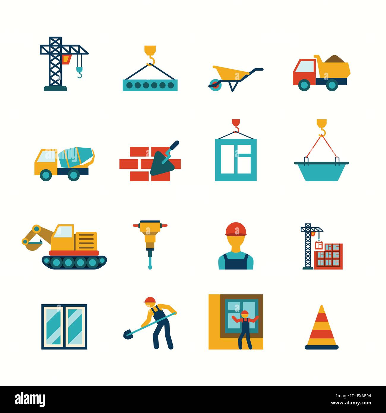 Construction flat icons set Stock Vector Image & Art - Alamy