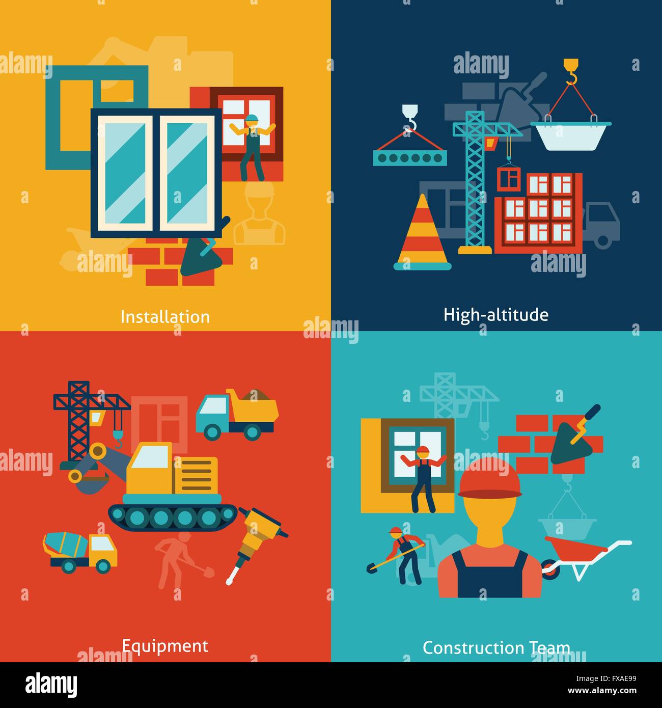 Construction icons composition flat Stock Vector Image & Art - Alamy
