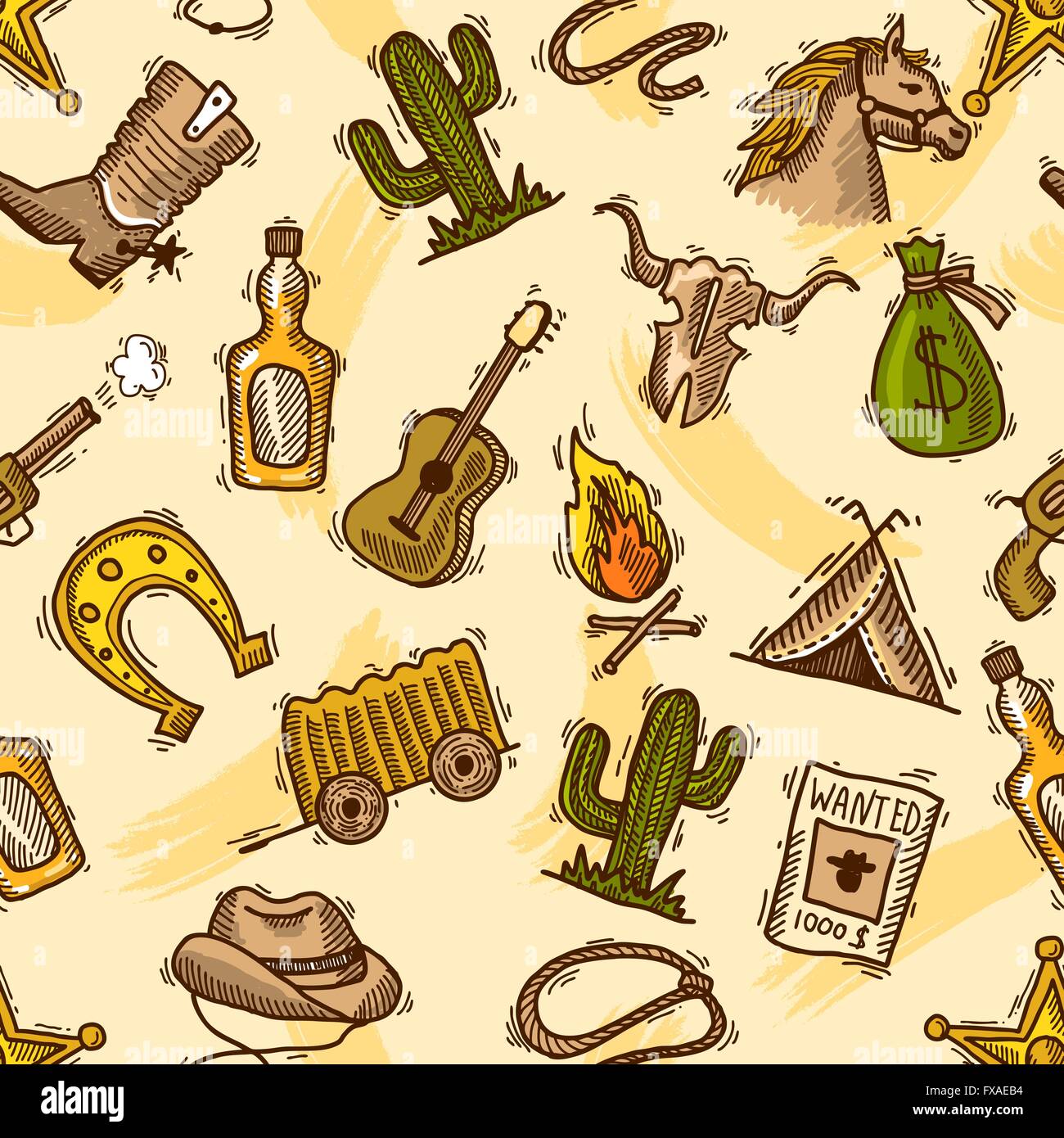 Cowboy seamless pattern color Stock Vector Image & Art - Alamy